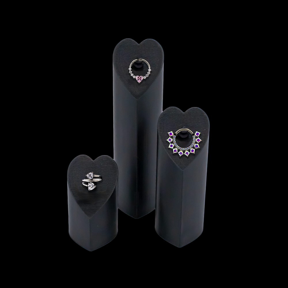 3 Pc Heart Tower Set w/ Titanium Hinged Rings – Khrysos Jewelry