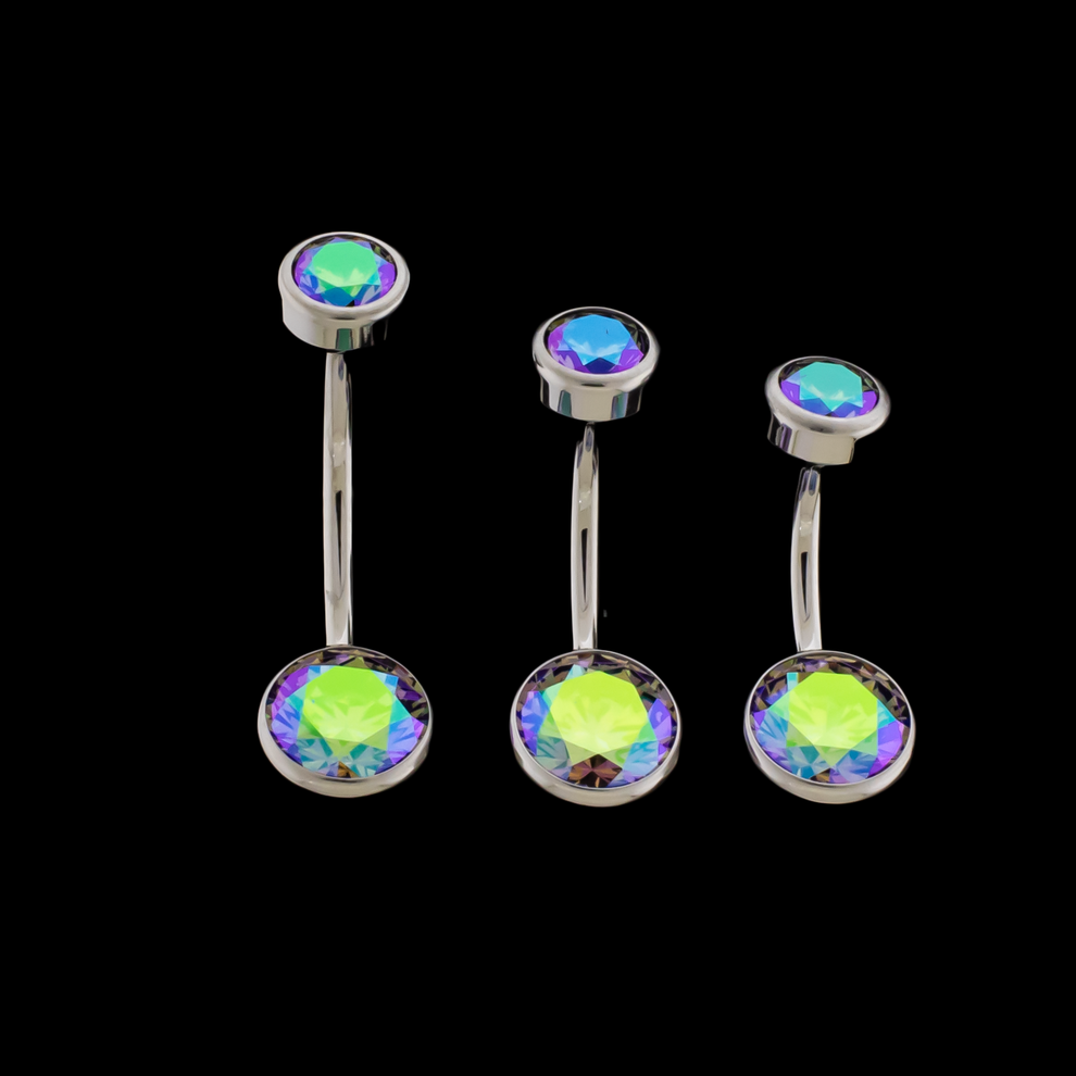 14G Titanium Threaded Navel w/ Flat Disc Gems – Khrysos Jewelry
